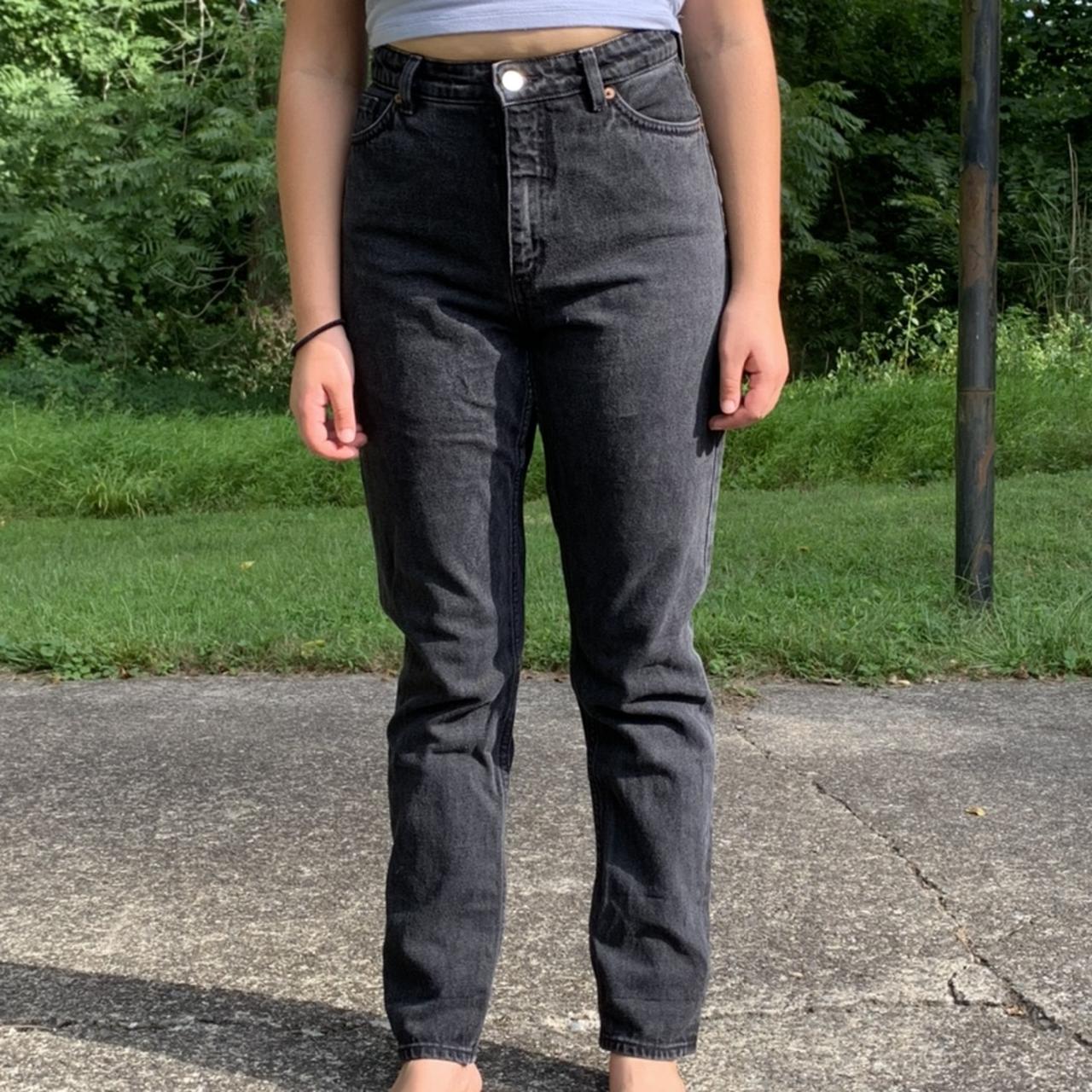 MONKI denim black high relaxed waist jeans, size 28,... - Depop