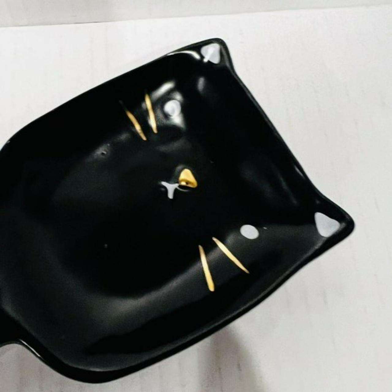 spooky halloween ceramic black cat Kitty spoon rest... - Depop