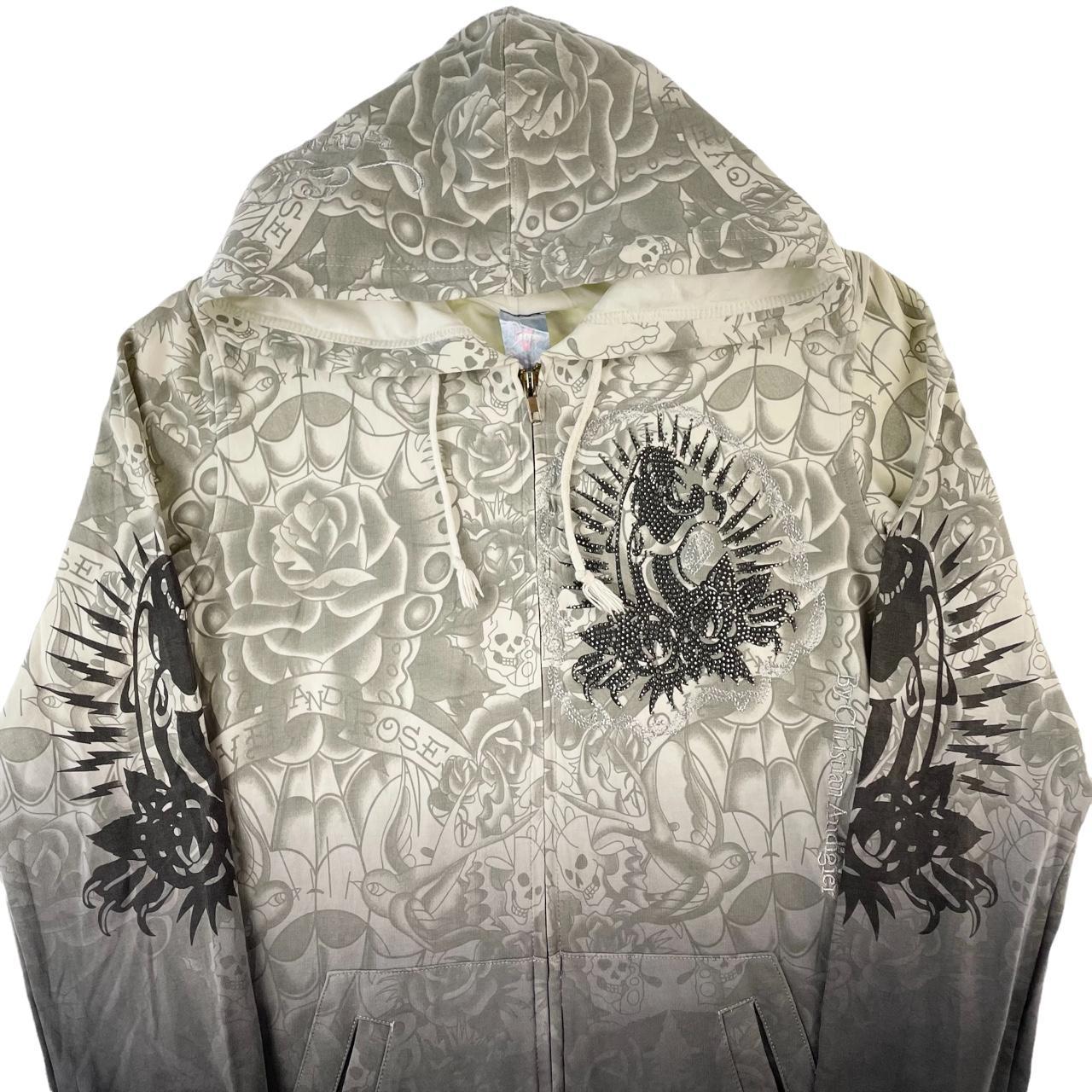 Vintage Ed Hardy zip long hoodie woman’s size M... - Depop