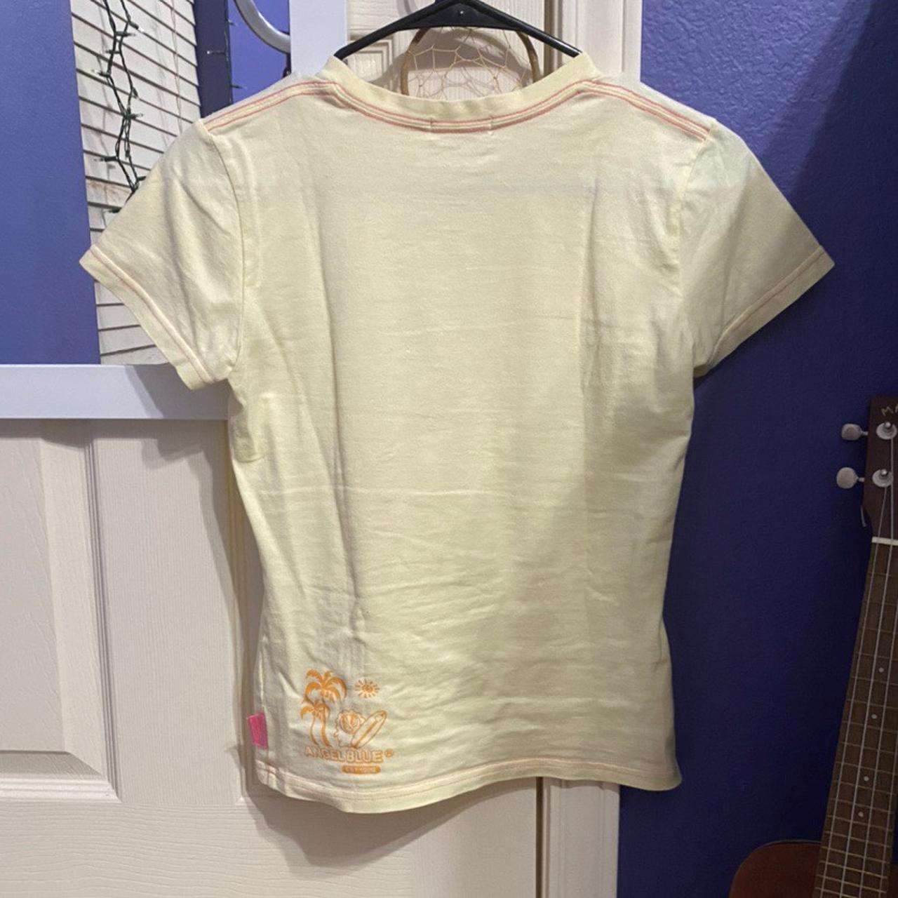 Angel Blue Japan Pastel Yellow Embroidered Baby Tee... - Depop
