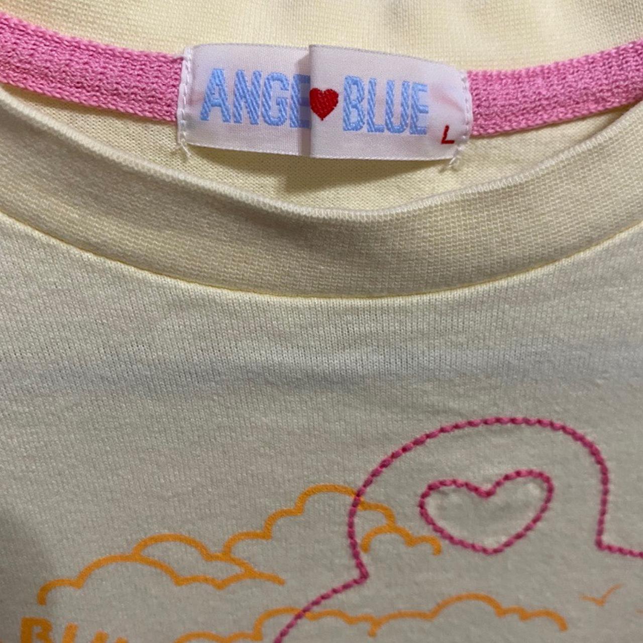 Angel Blue Japan Pastel Yellow Embroidered Baby Tee... - Depop