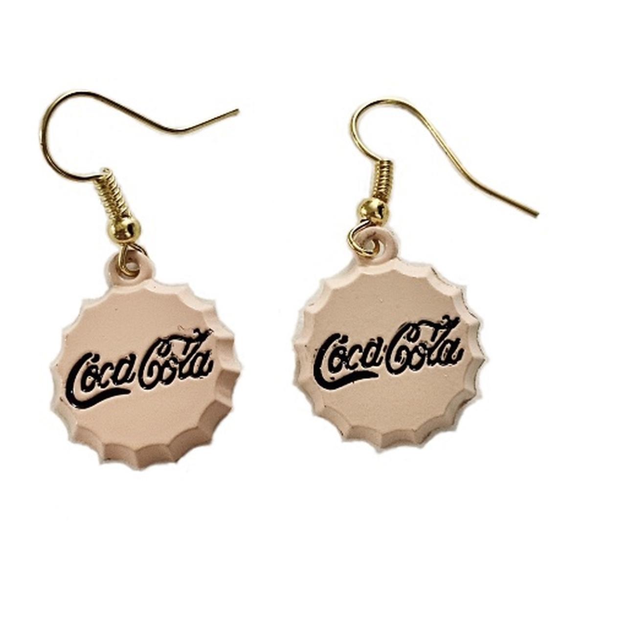 🌸 Cute Coca-Cola Bottle Cap Pink Earrings 🌸 These... - Depop