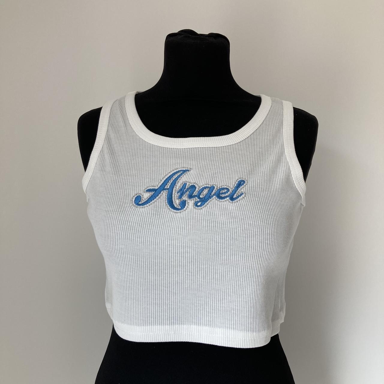 Cutest '' ANGEL '' Blue Embroidered with rhinestones... - Depop