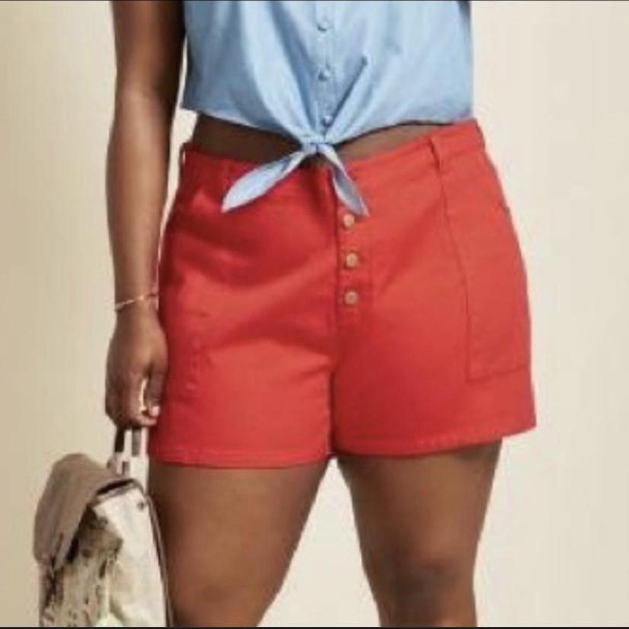 ModCloth Women's Red and Gold Shorts | Depop