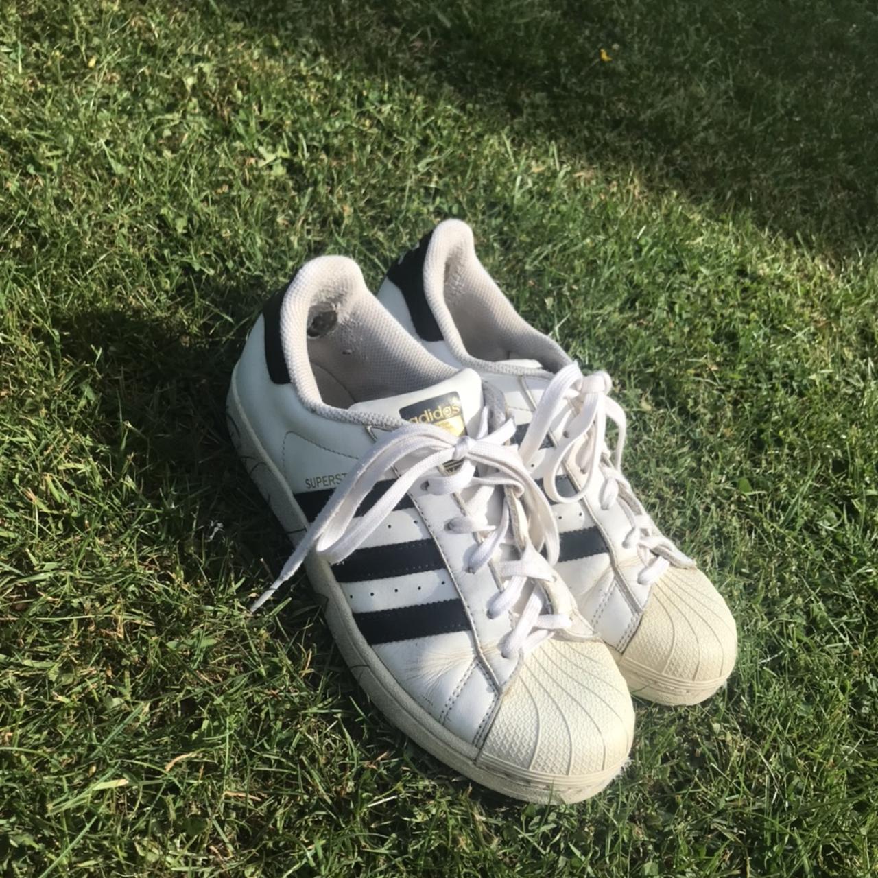 Adidas superstars trainers well worn but still got... - Depop
