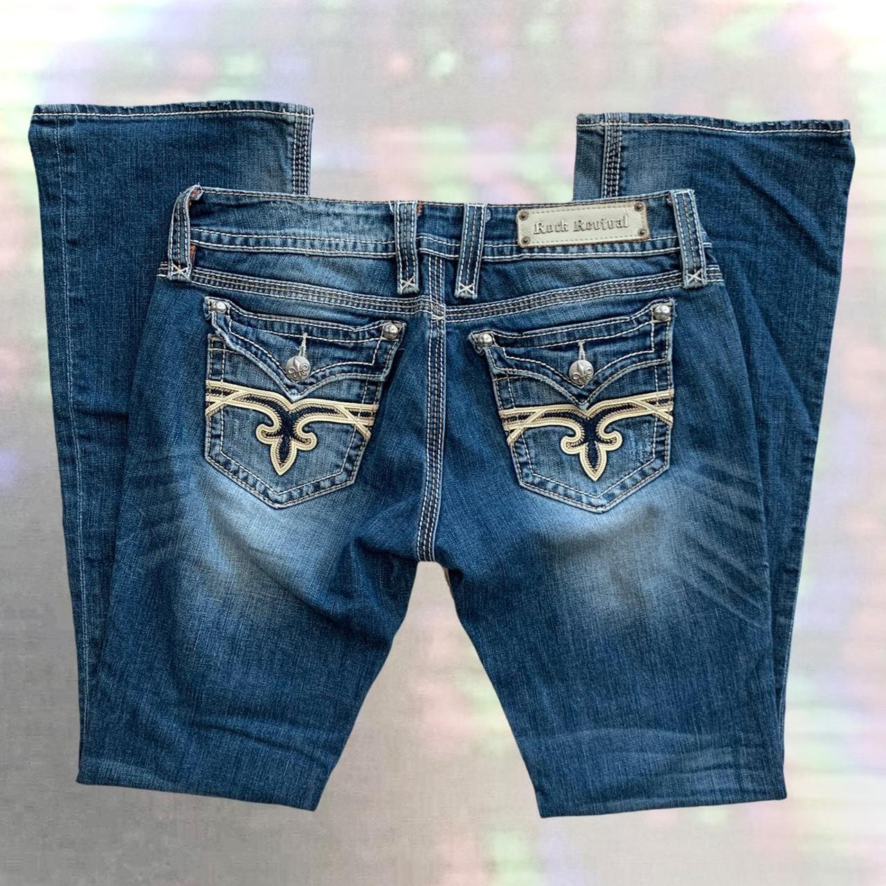 2000s ROCK REVIVAL Jeans Embellished Mid-rise... - Depop