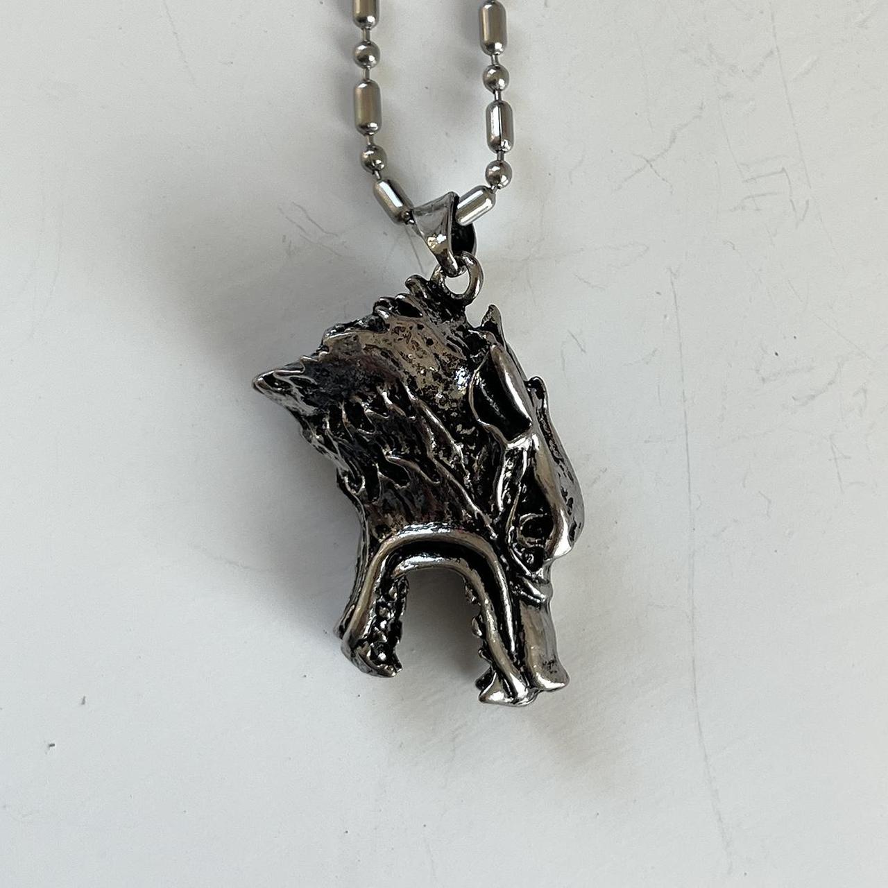 Stainless Steel Wolf Necklace charm is 3D all... - Depop