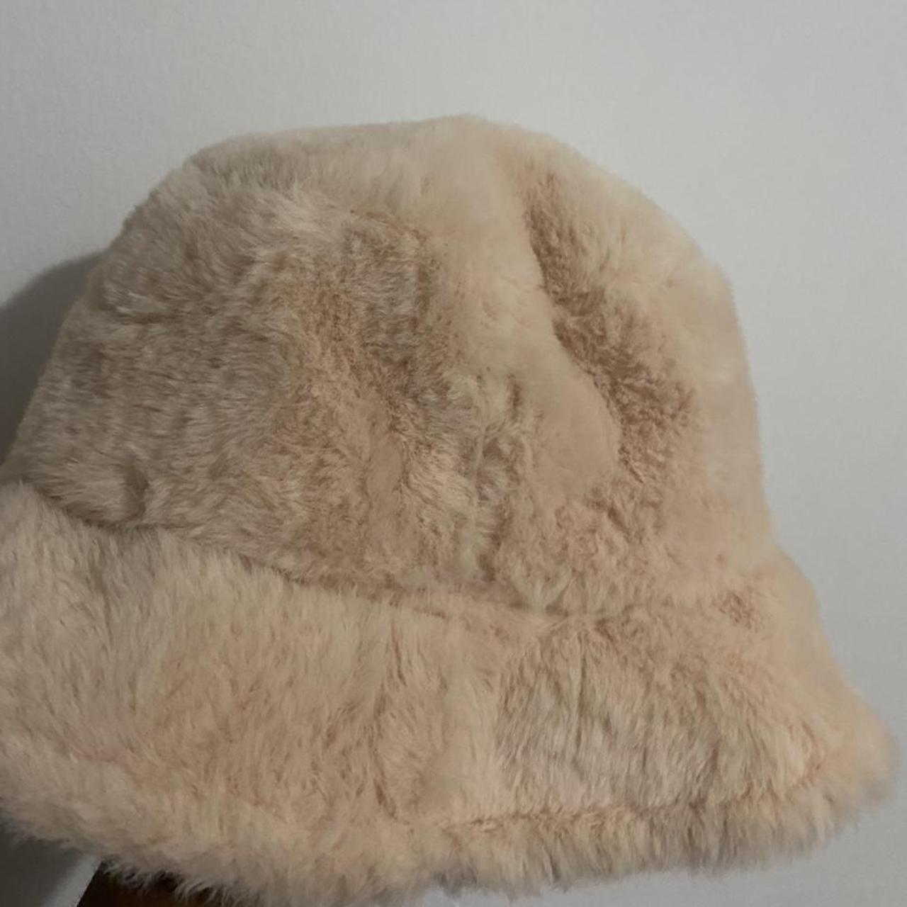 SHEIN cream furry bucket hat Barely worn -... - Depop