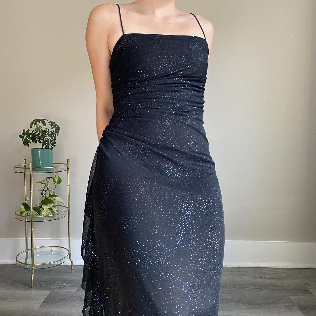 Vintage y2k sparkly prom dress. Blue and green... - Depop