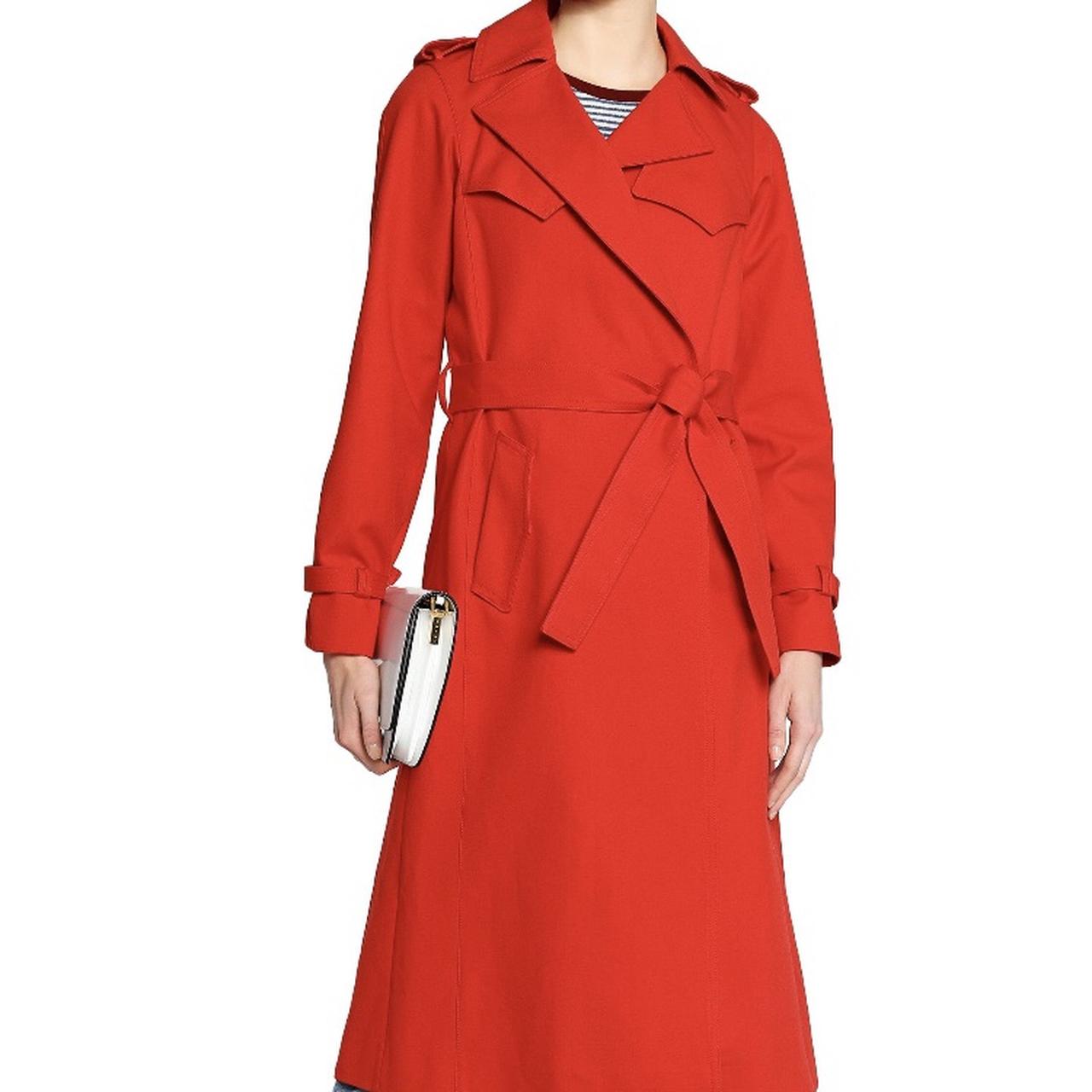 Maje Goldie Trench Coat in red. Size 1 Worn... - Depop