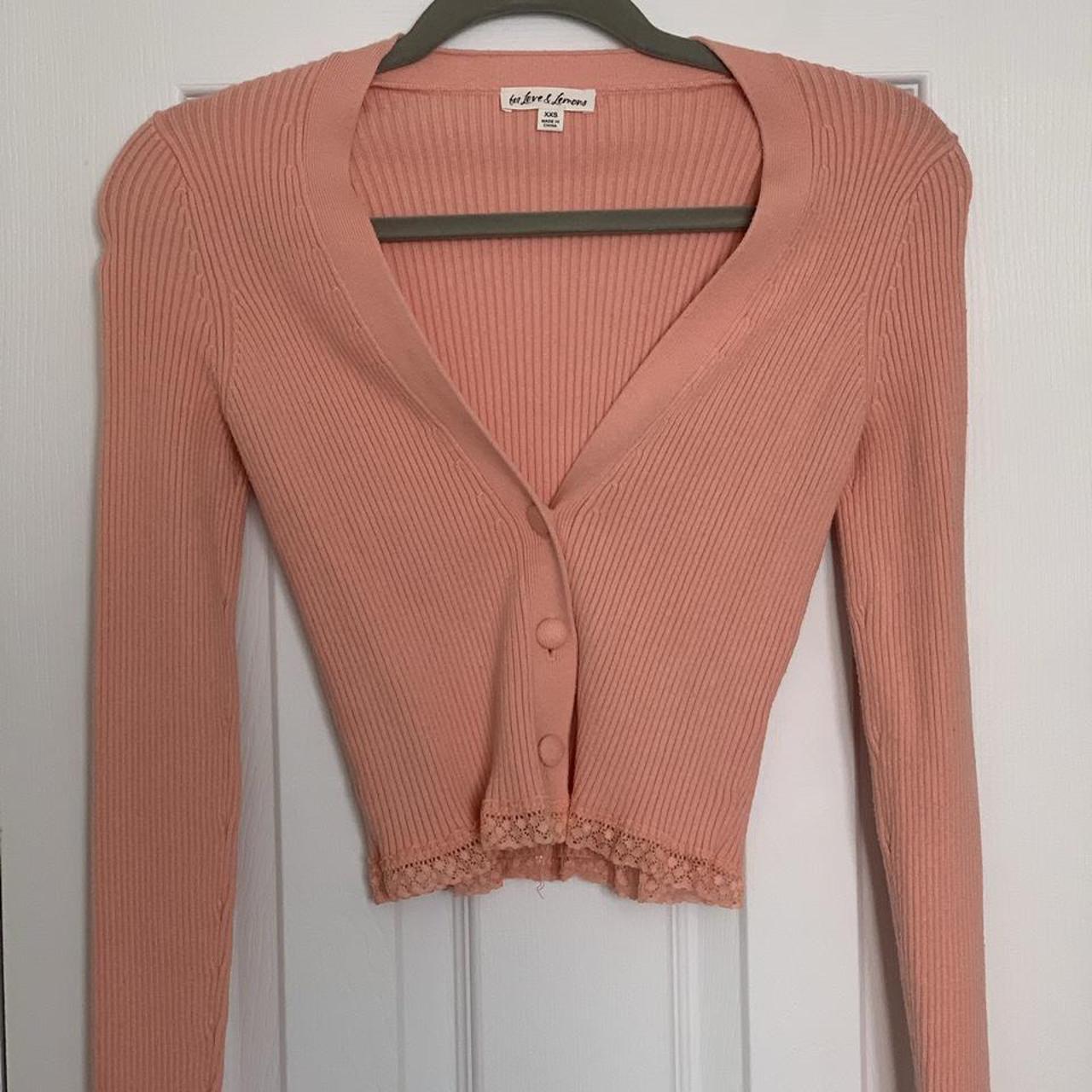 Cozy coral colored cardigan! (Try saying that ten... | Depop
