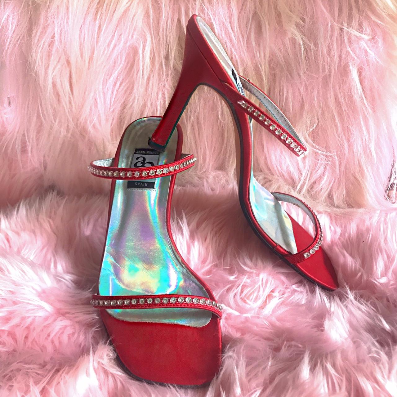 Alan Pinkis red rhinestone heels ~ a black version... - Depop