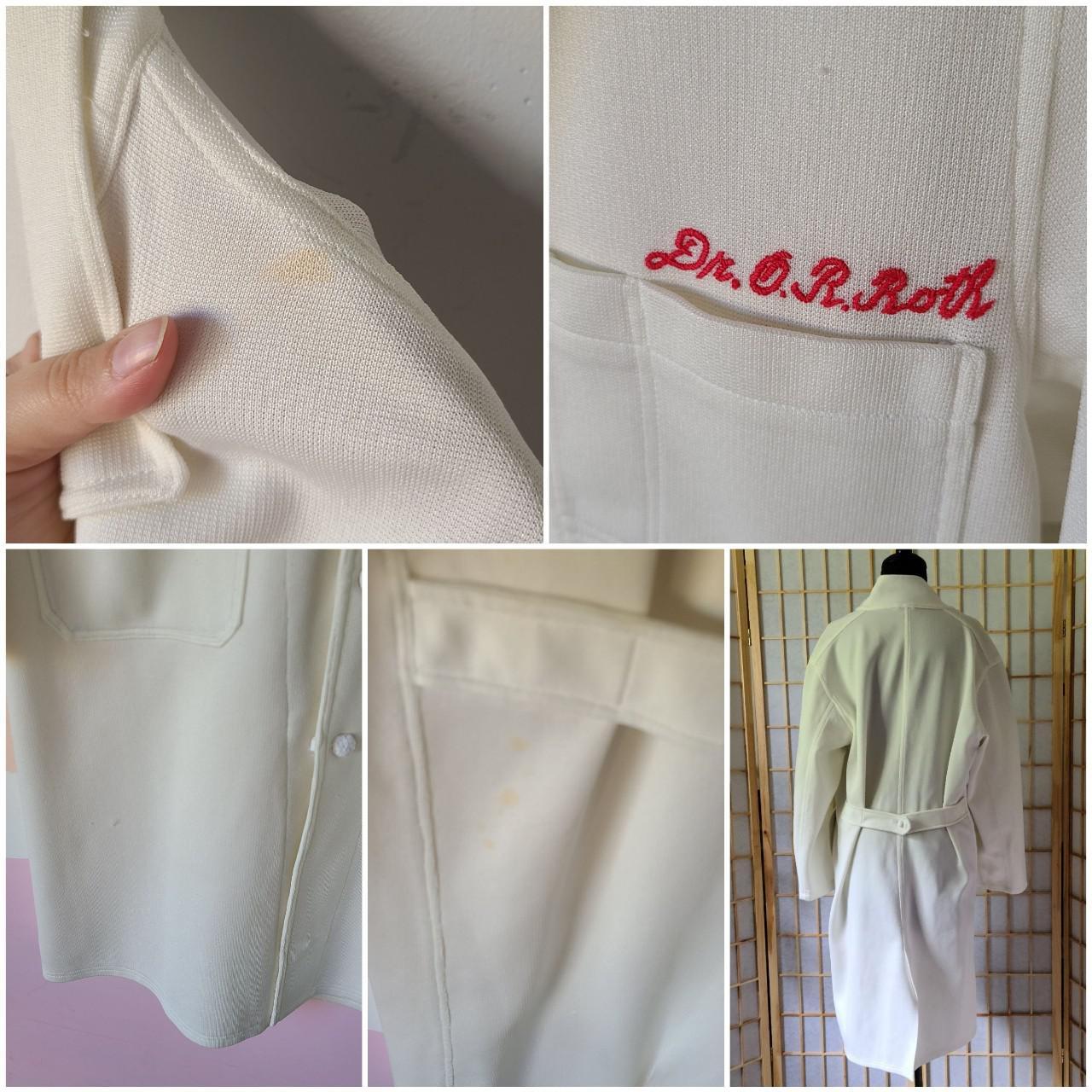 Vtg 60s doctors coat, poly knit with embroidered... | Depop