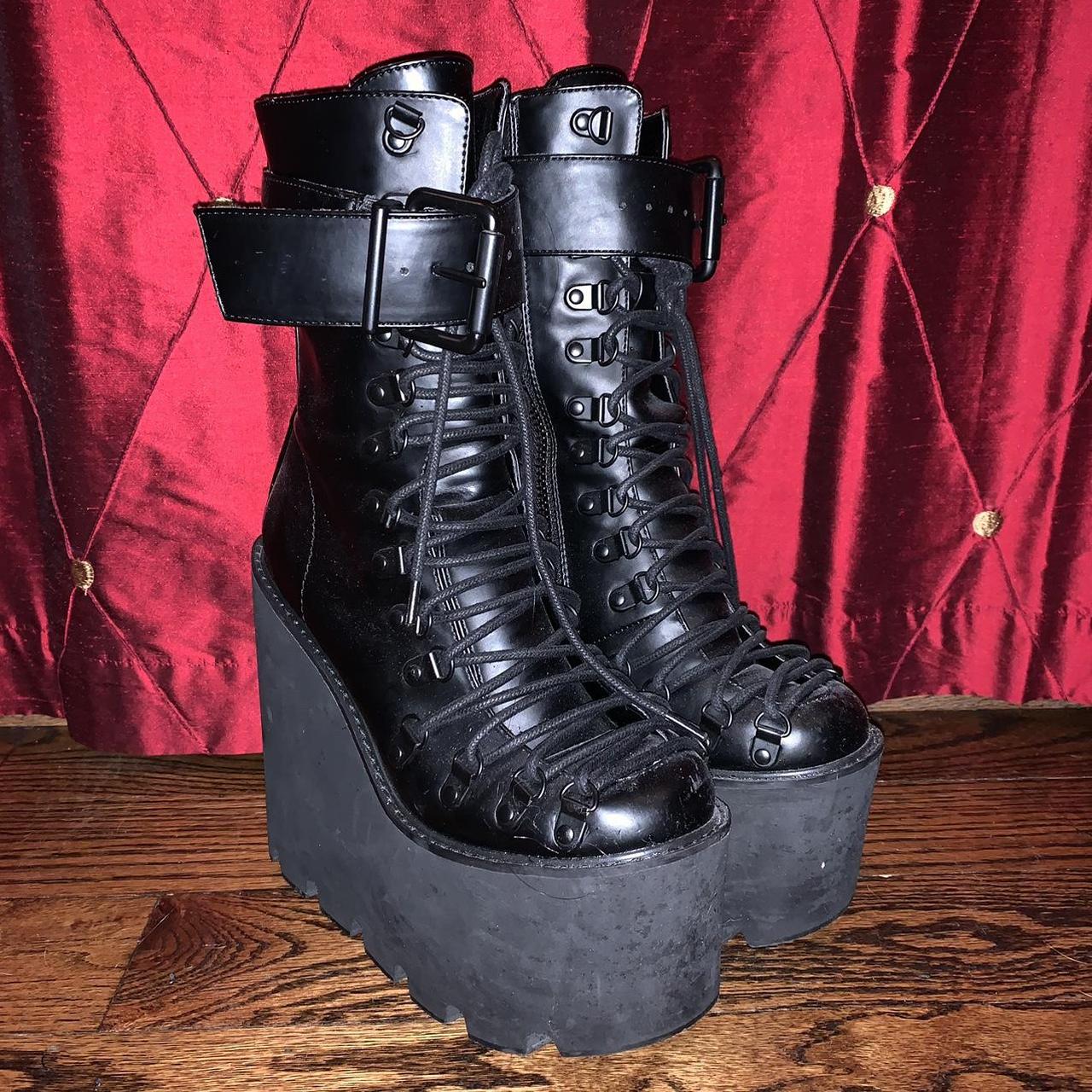 Current Mood “Traitor” Platform Boots in Black... - Depop