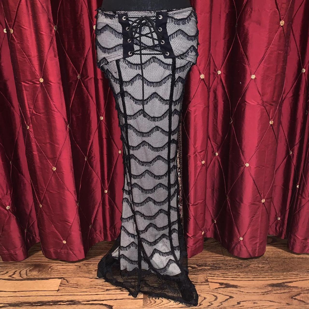 Lip Service “On The Fringe” Maxi Skirt in Nude/Black... - Depop