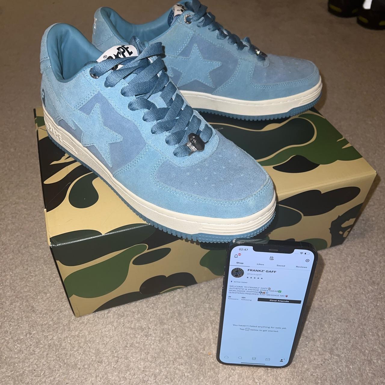 BAPE Men's Blue and White Trainers | Depop