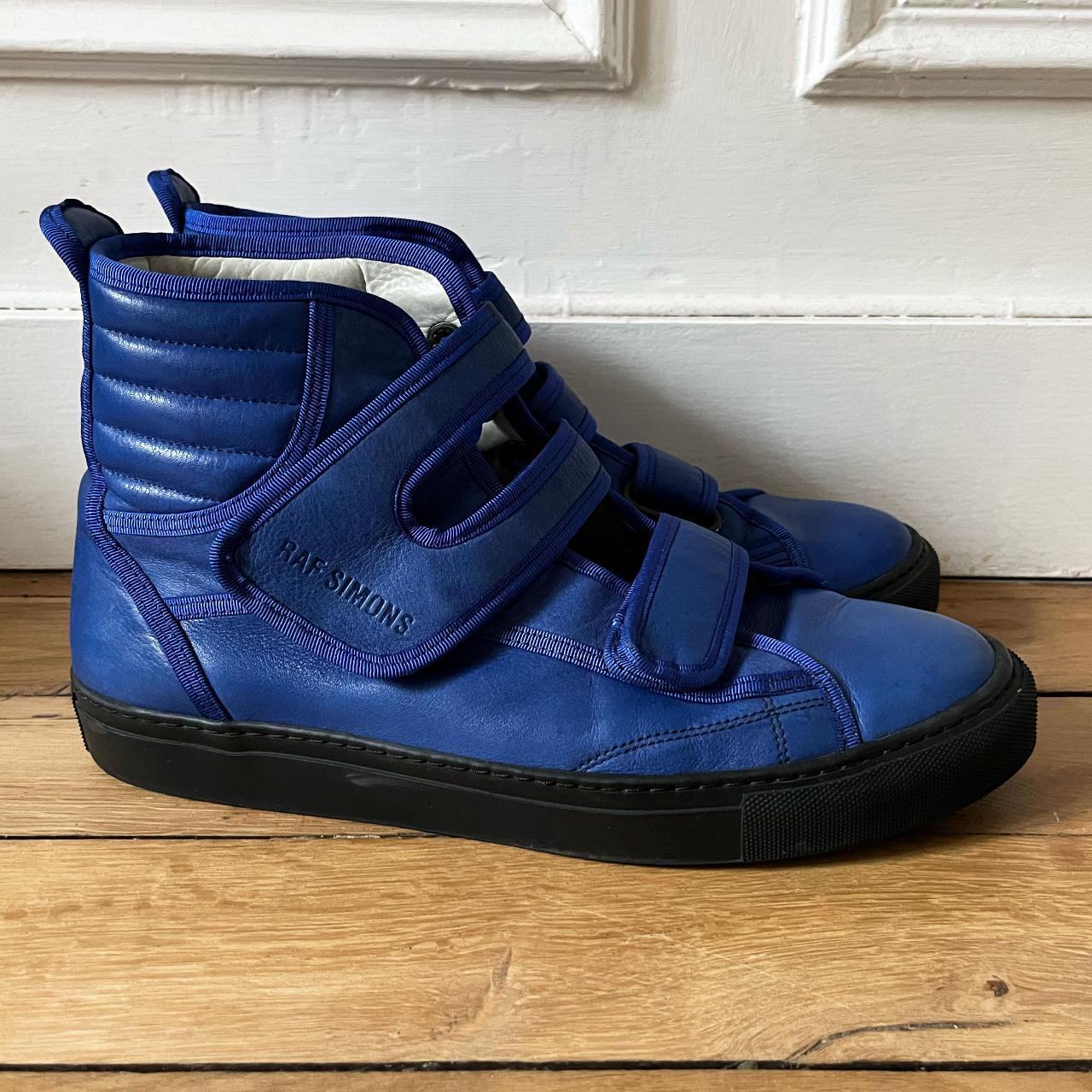 Raf Simons Blue Hi Top Velcro Sneakers. This iconic... - Depop