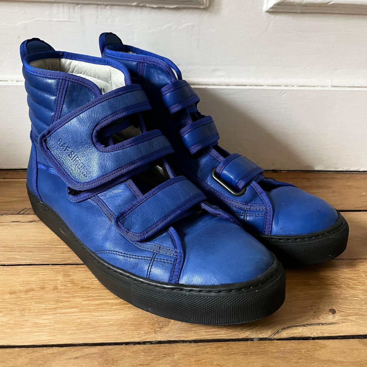 Raf Simons Blue Hi Top Velcro Sneakers. This iconic... - Depop