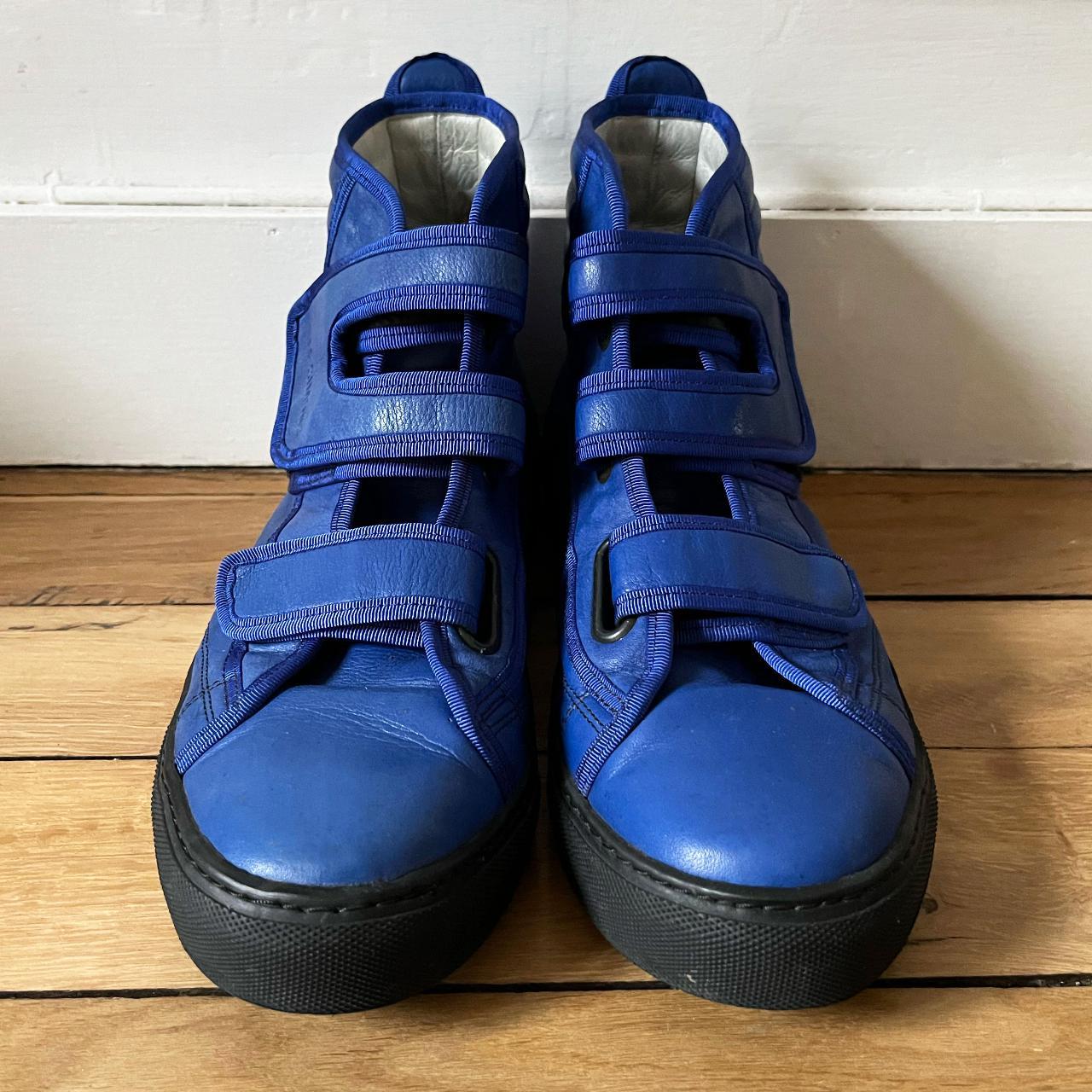 Raf Simons Blue Hi Top Velcro Sneakers. This iconic... - Depop