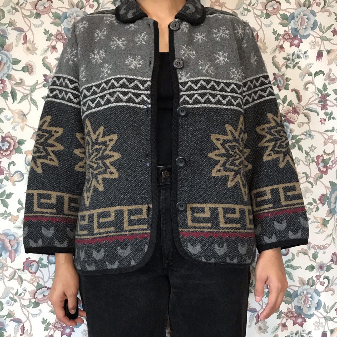 ⛄️Patterned Christmas Wool Jacket⛄️ Snowflake... - Depop