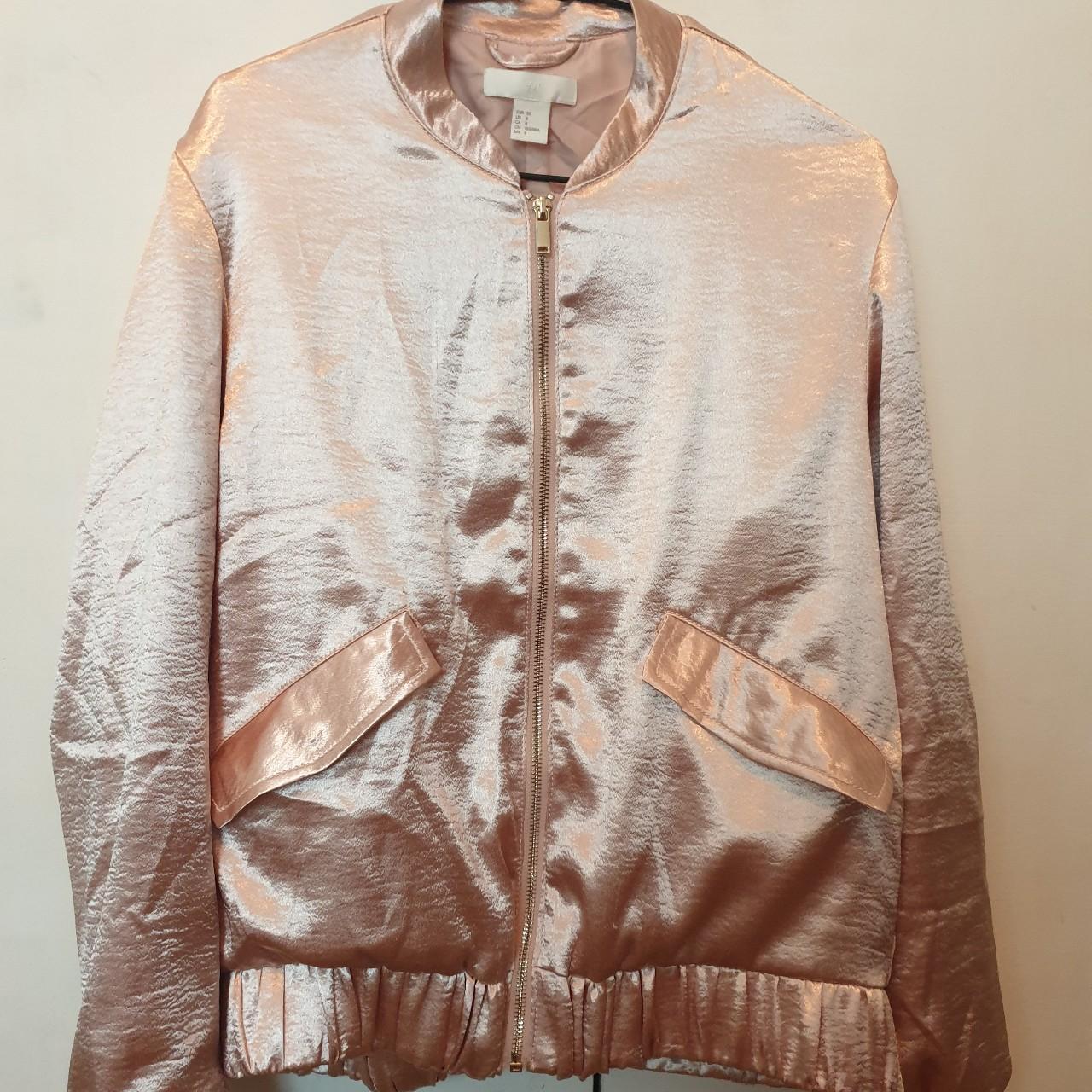 H&M Pink ladies jacket metallic rose gold Slight... - Depop