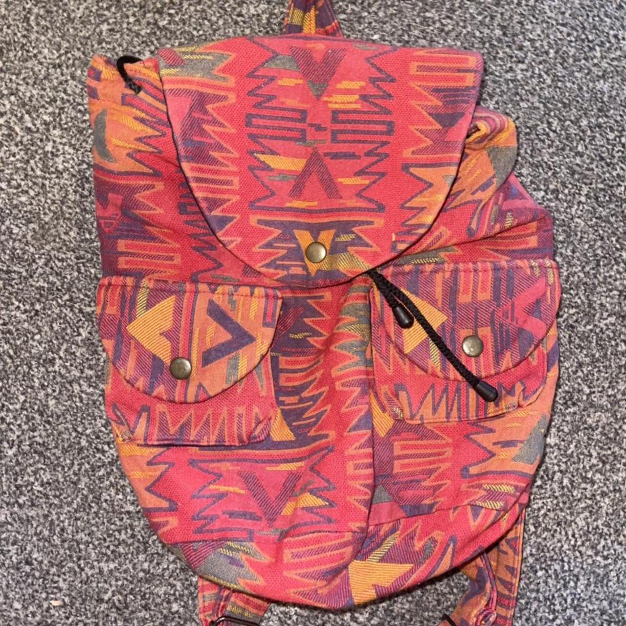 Very cute patterned fabric backpack with drawstring... - Depop