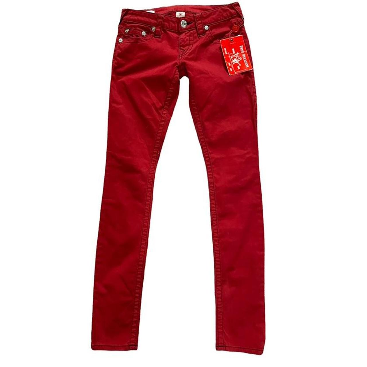 True Religion red low rise jeans. Great condition... - Depop