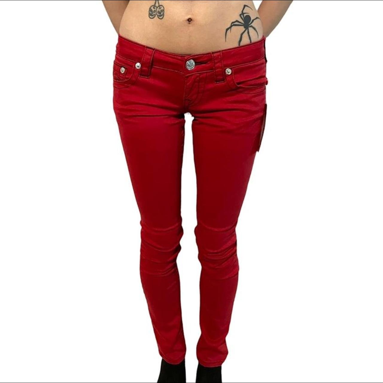 True Religion red low rise jeans. Great condition... - Depop