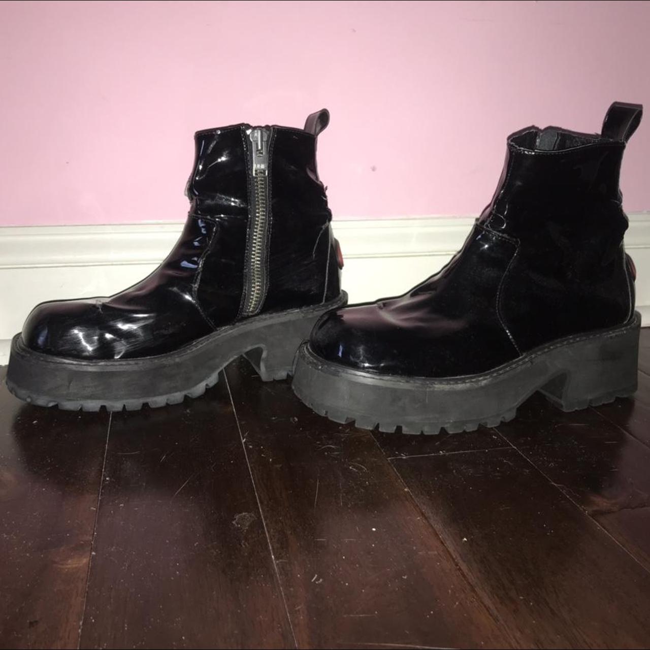 UNIF Black Dada Boot, women’s size 10, patent... - Depop