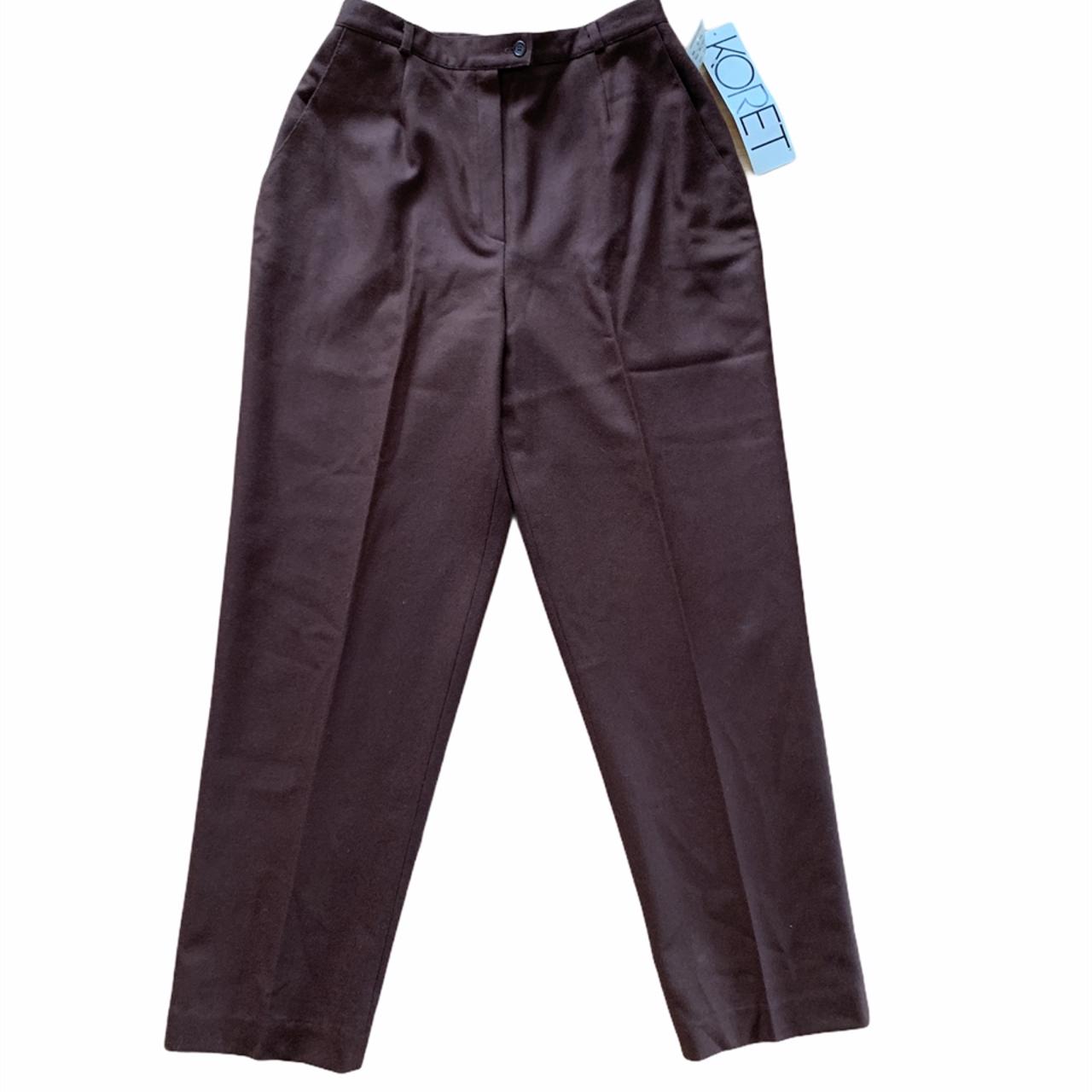 Vintage Koret brown wool pants with acetate lining... - Depop