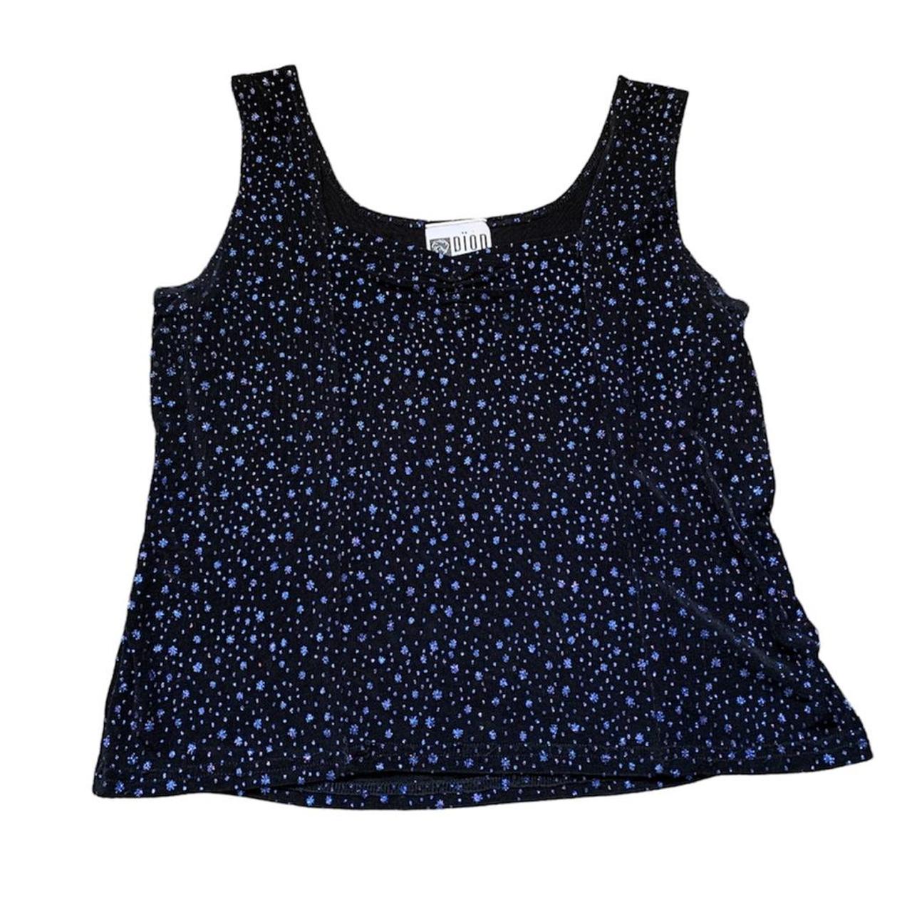 Navy and blue glitter design tank top Thick straps,... - Depop