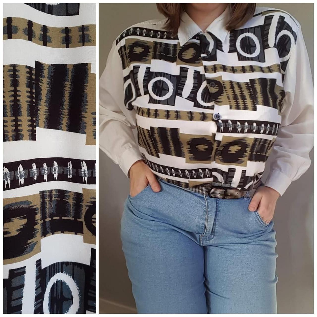 🔵 Vintage 1980s Marc Bruce Geo Panel Shirt 🔵... - Depop