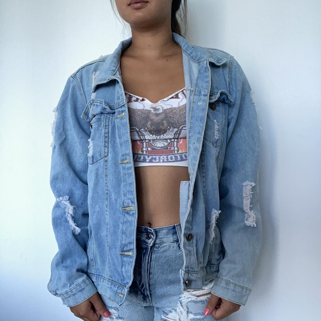 ripped light wash jean jacket ☆ The coolest unisex... - Depop