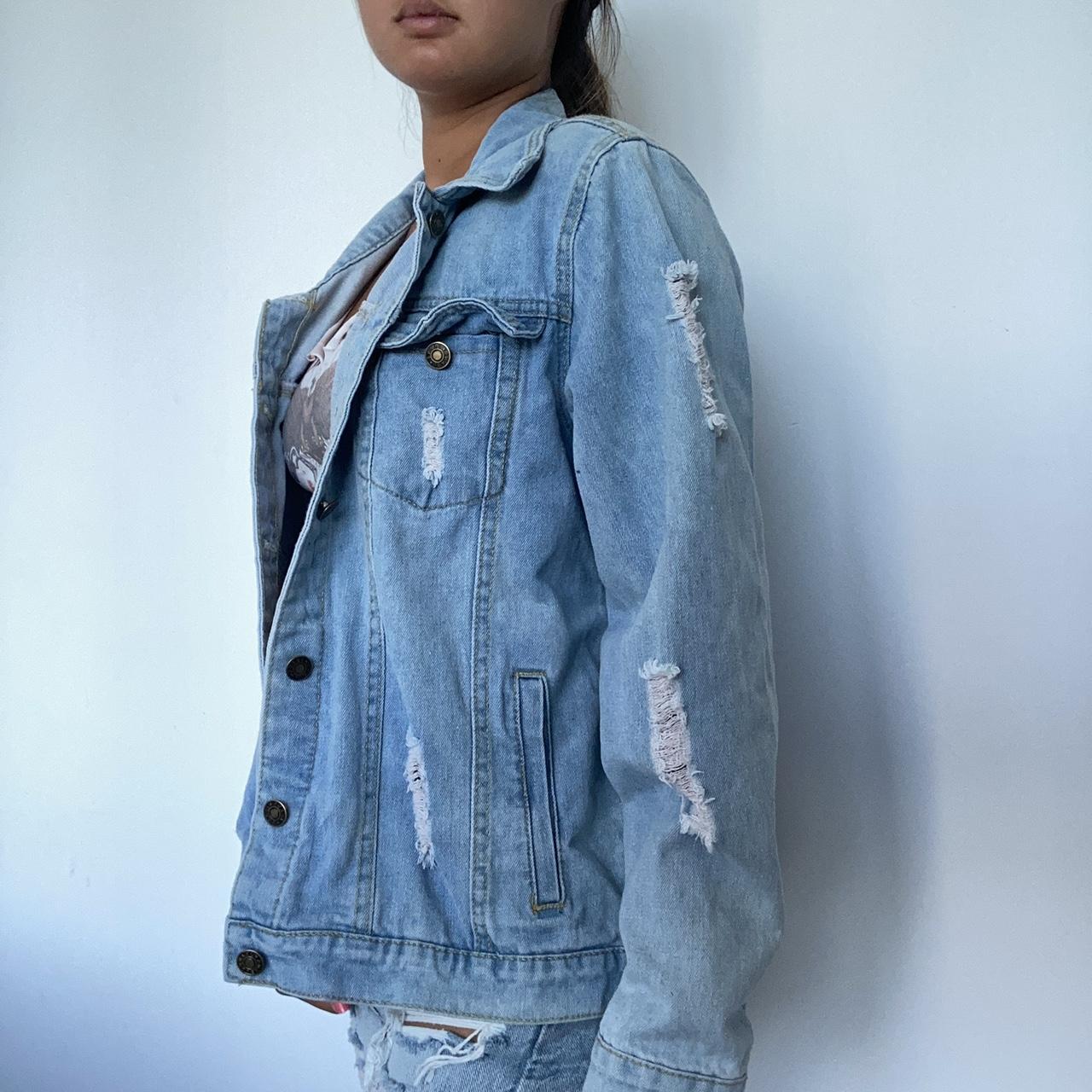 ripped light wash jean jacket ☆ The coolest unisex... - Depop