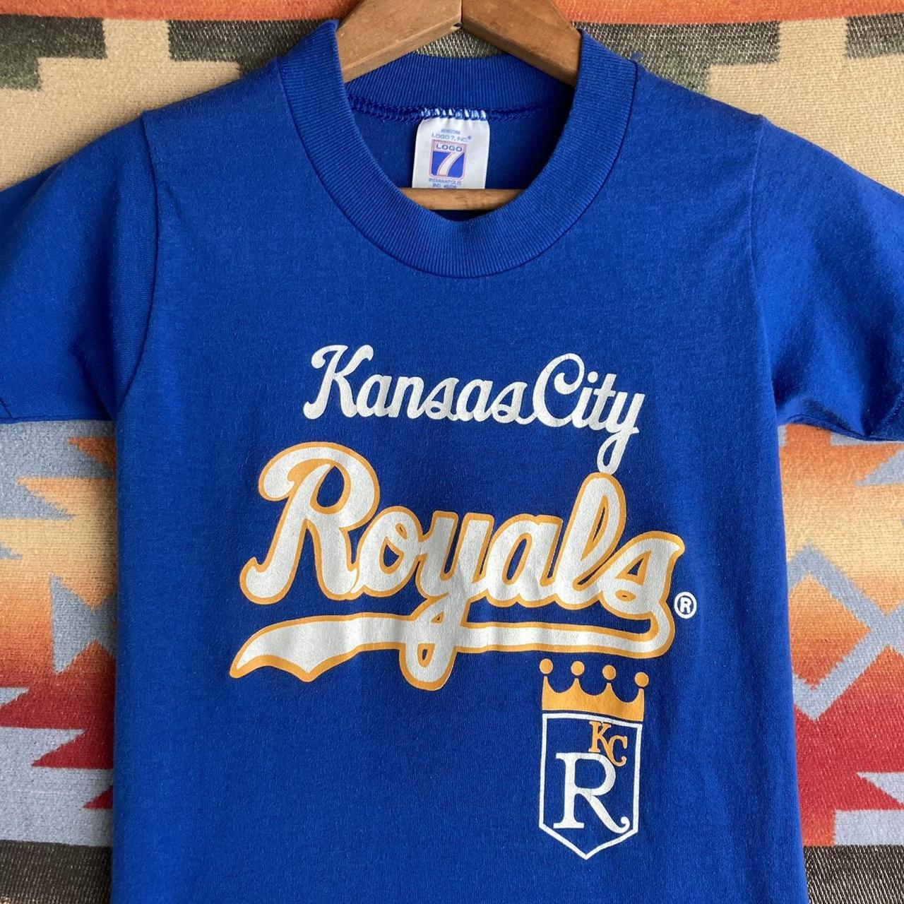 Vintage 80s Kansas City Royals MLB Baseball Blue... - Depop