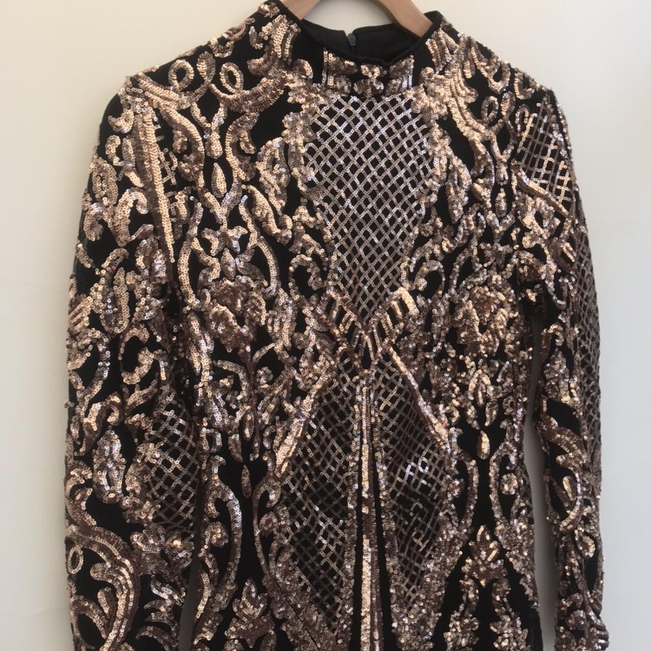Quiz party Dress, black with gold sequins! Worn but... - Depop