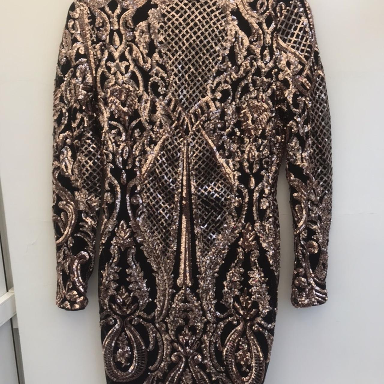 Quiz party Dress, black with gold sequins! Worn but... - Depop