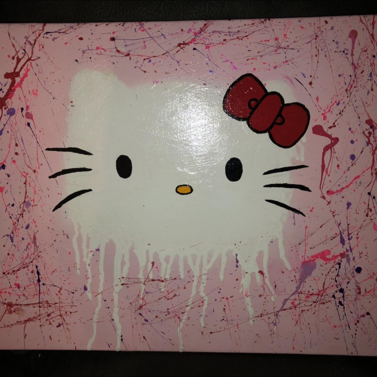 hello kitty painting by me media: spray paint and... - Depop