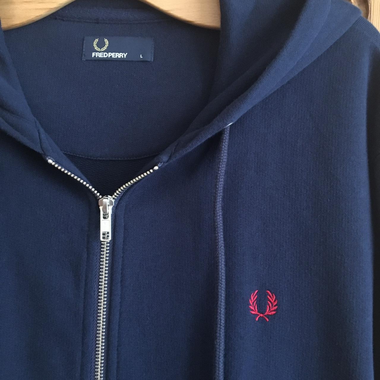 Fred Perry men’s hooded zipper in navy blue, unworn,... - Depop