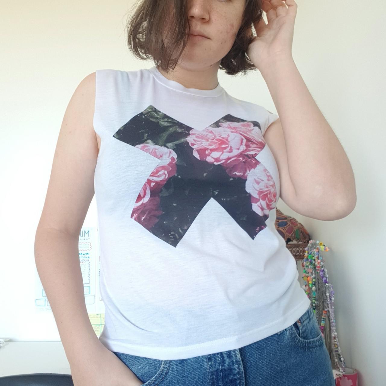 freshtops floral x singlet / muscle tank labelled as... - Depop