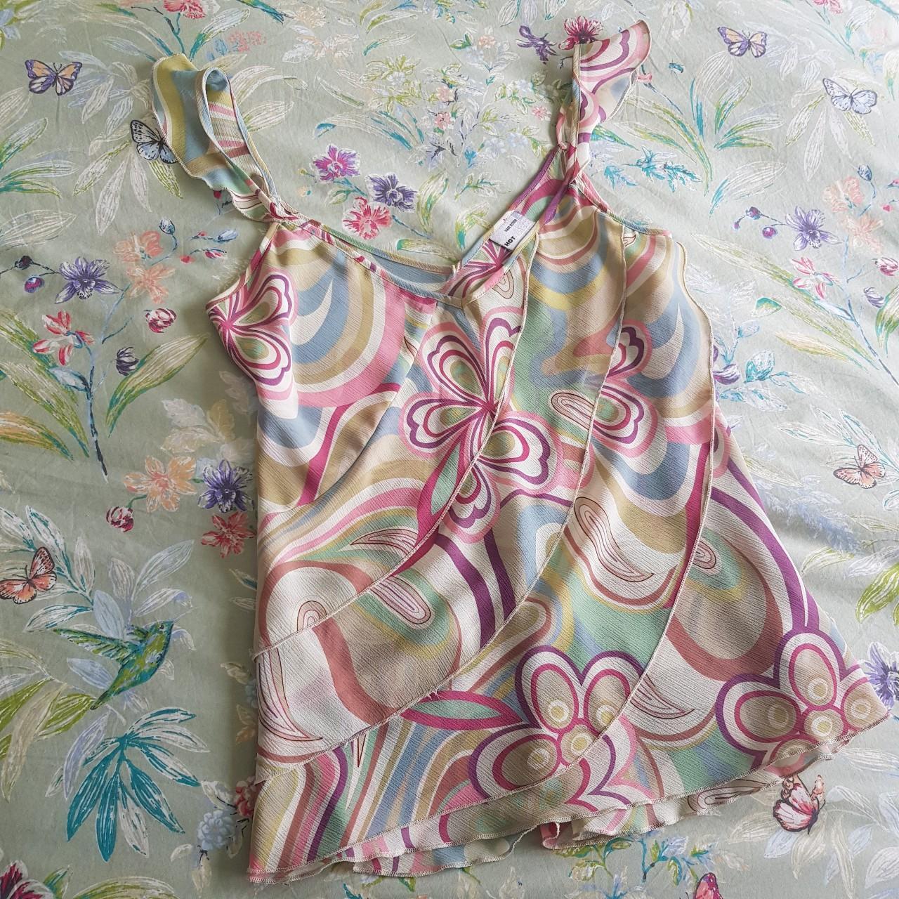 hot options y2k frill singlet with pastel... - Depop