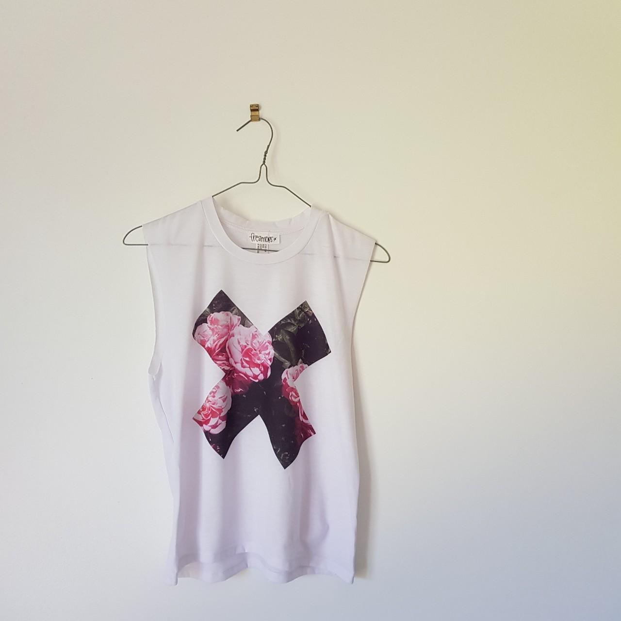 freshtops floral x singlet / muscle tank labelled as... - Depop
