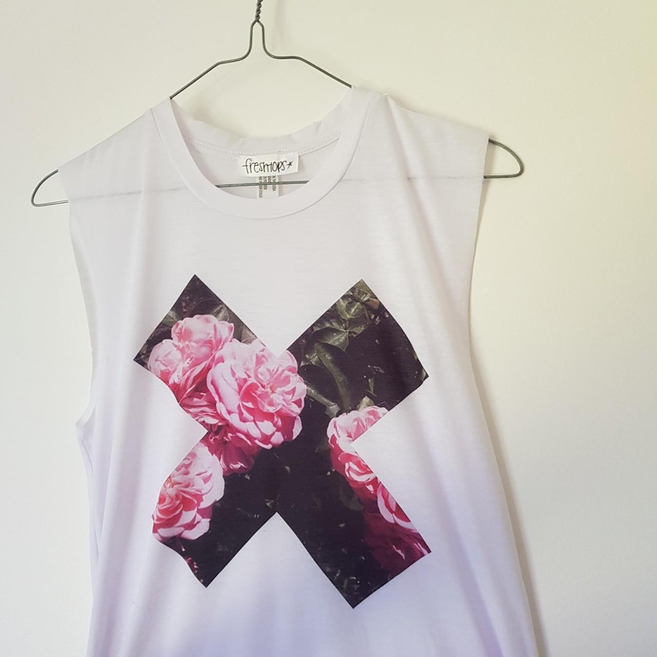 freshtops floral x singlet / muscle tank labelled as... - Depop