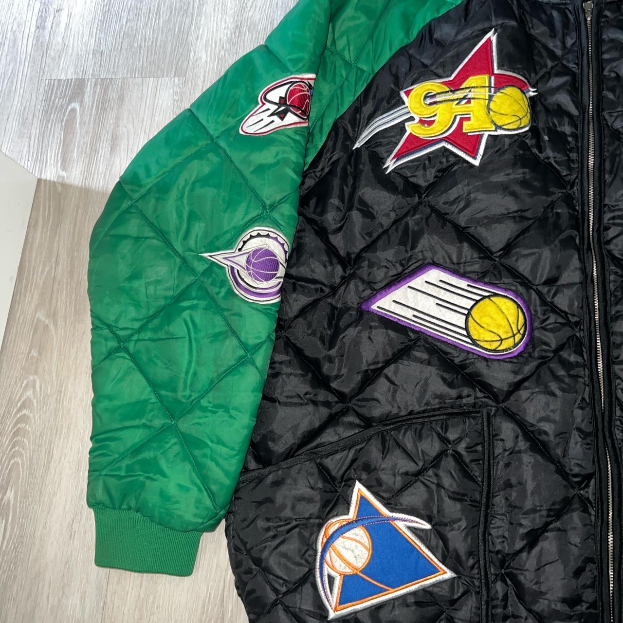 Embroidered sport puffer jacket. Diamond quilt... - Depop