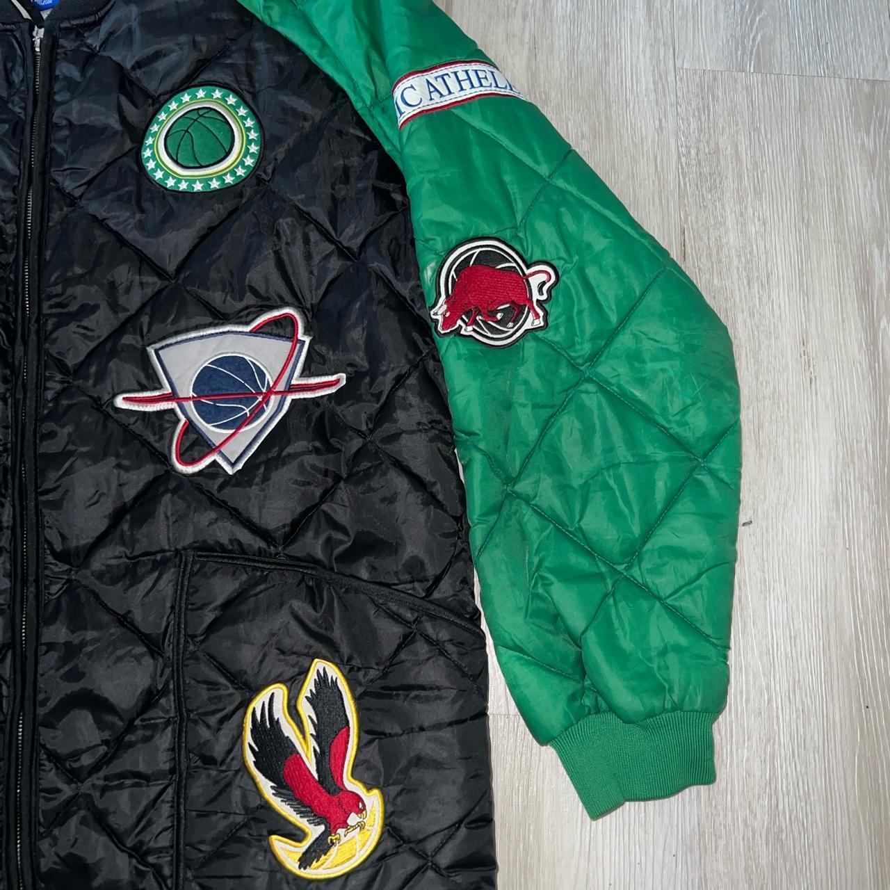 Embroidered sport puffer jacket. Diamond quilt... - Depop