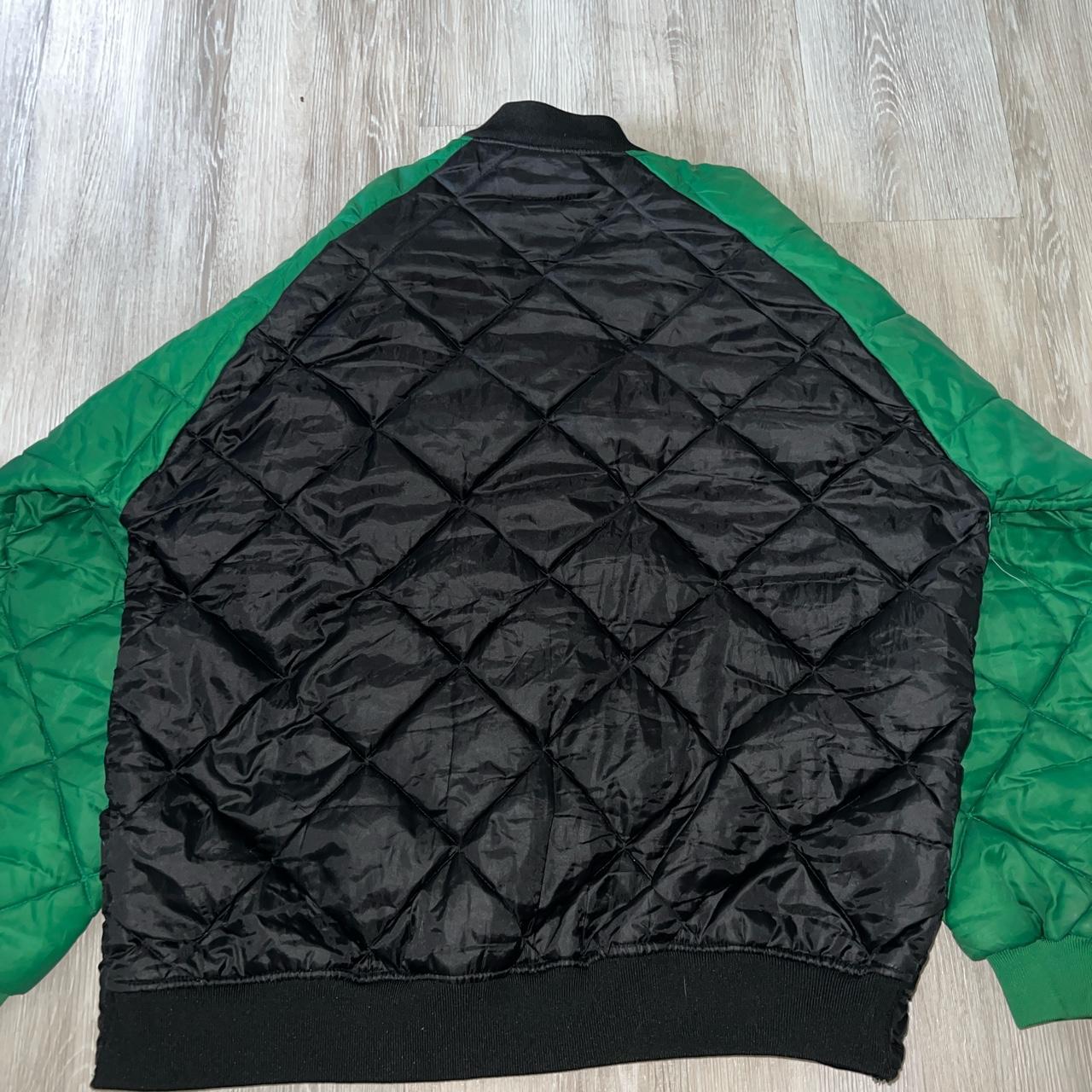 Embroidered sport puffer jacket. Diamond quilt... - Depop