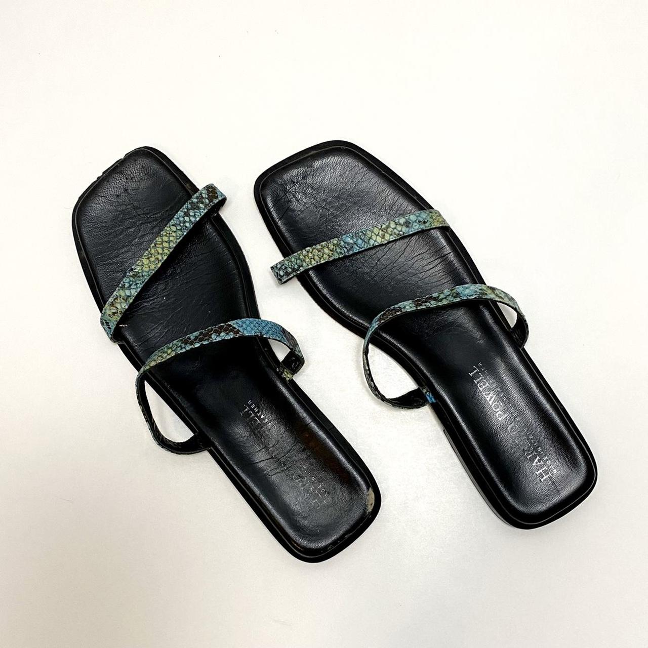 Vintage 90’s Blue & Green Snakeskin Sandals, genuine... - Depop