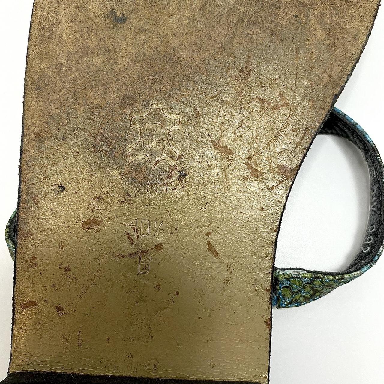 Vintage 90’s Blue & Green Snakeskin Sandals, genuine... - Depop