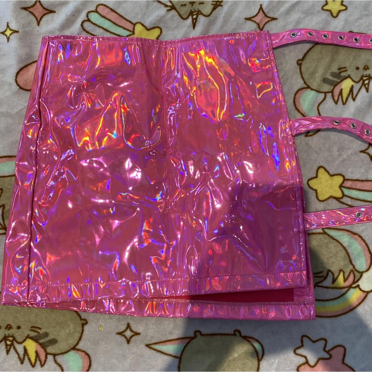 DOLLSKILL CLUB EXX pink holographic skirt with... - Depop