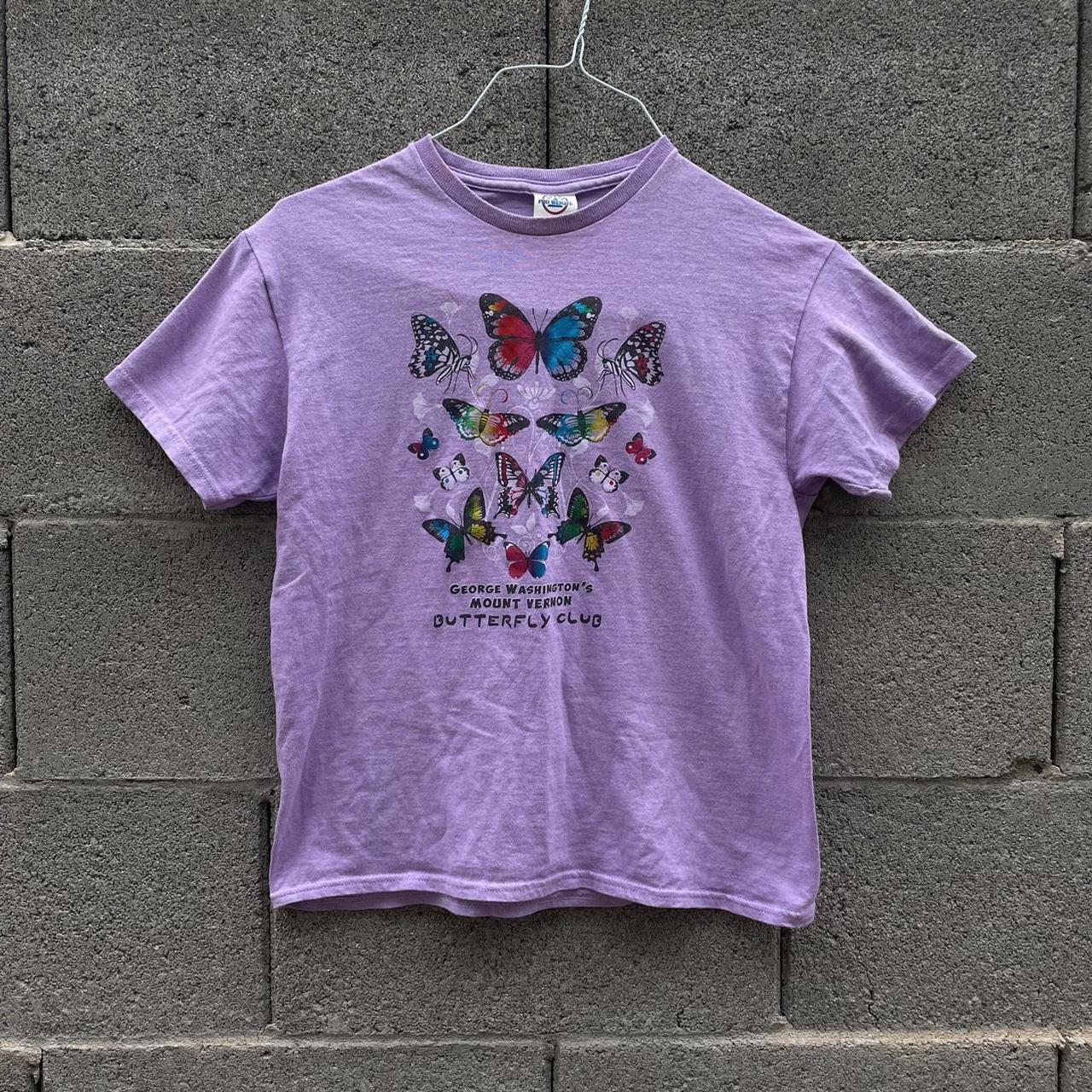 mount vernon butterfly club purple t-shirt - Depop